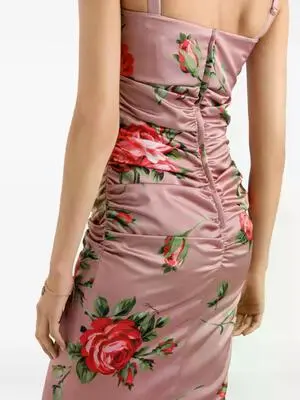 Dolce & Gabbana Floral-print Ruched Midi Dress
