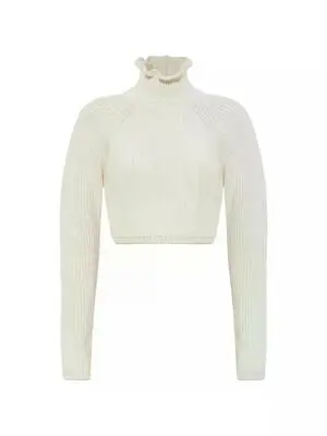 Max Mara Ruffled-neck Sweater - Neutrals