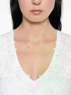 BLUGIRL Embroidered V-neck Top - White