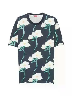 Kenzo Archive Rose Cotton T-shirt - Blue