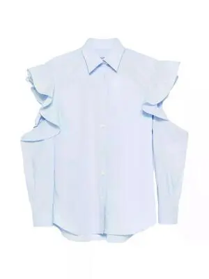 Moschino Ruffled Cold-shoulder Top - Blue
