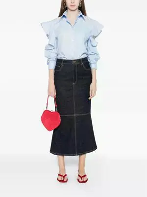 Moschino Ruffled Cold-shoulder Top - Blue