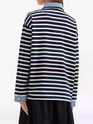 TOUT A COUP Striped Long-sleeve Polo Shirt