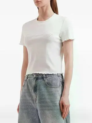 TOUT A COUP Embellished Ruffled T-shirt - White
