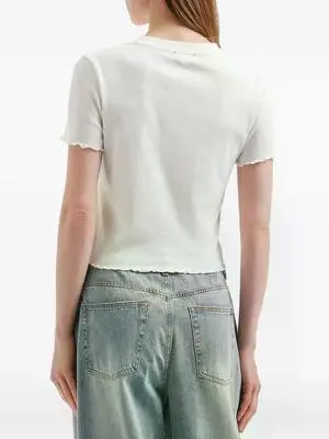 TOUT A COUP Embellished Ruffled T-shirt - White