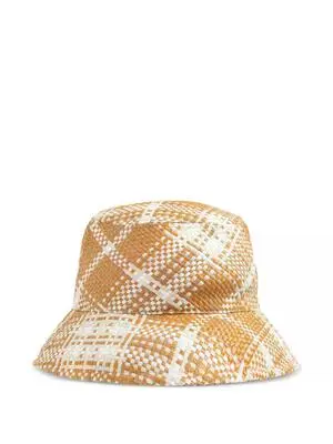 Burberry Checked Logo-patch Bucket Hat - Neutrals
