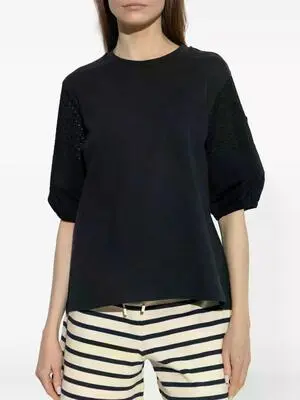 Moncler Perforated Puff-sleeve T-shirt - Blue