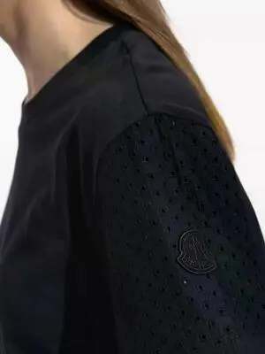Moncler Perforated Puff-sleeve T-shirt - Blue