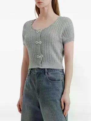 TOUT A COUP Bow Knit Top - Grey
