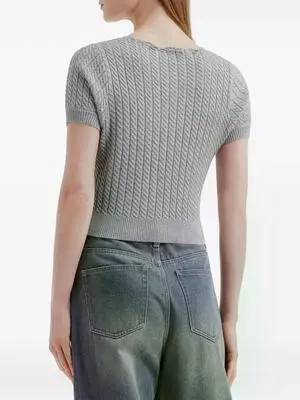 TOUT A COUP Bow Knit Top - Grey