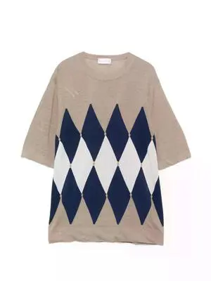 BALLANTYNE Argyle-pattern T-shirt - Neutrals