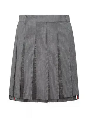 Thom Browne Seersucker Pleated Mini Skirt - Grey