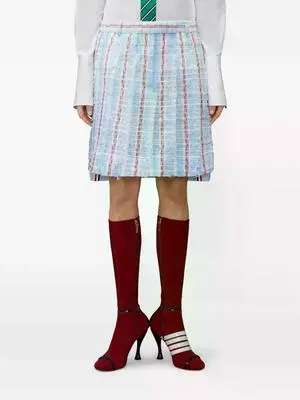 Thom Browne Patterned Tweed Pleated Mini Skirt - Blue