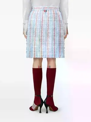 Thom Browne Patterned Tweed Pleated Mini Skirt - Blue