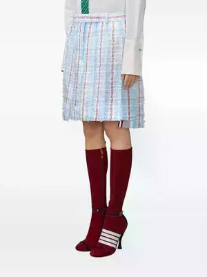 Thom Browne Patterned Tweed Pleated Mini Skirt - Blue