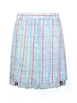 Thom Browne Patterned Tweed Pleated Mini Skirt - Blue
