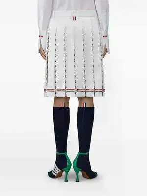 Thom Browne Pleated Skirt With Bead Embellishment - White