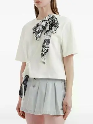 MUSIUM DIV. Tie-detail T-shirt - Neutrals