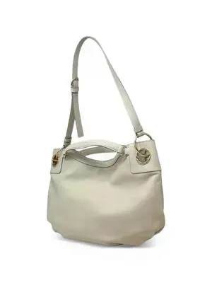 Borbonese Medium London Leather Shoulder Bag - White