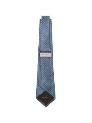 Canali Geometric-pattern Neck Tie - Blue
