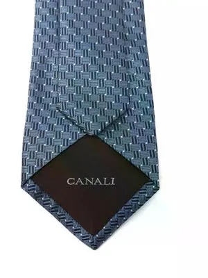 Canali Geometric-pattern Neck Tie - Blue