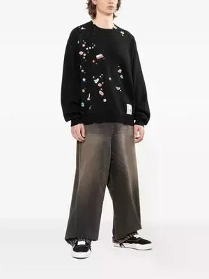 Mihara Yasuhiro Graphic-appliqué Sweater - Black