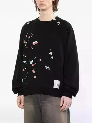 Mihara Yasuhiro Graphic-appliqué Sweater - Black