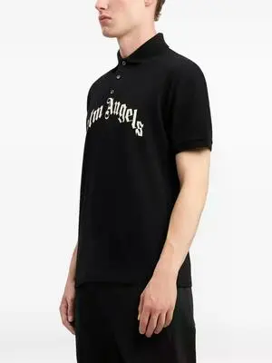 Palm Angels Curved Logo Polo Shirt - Black