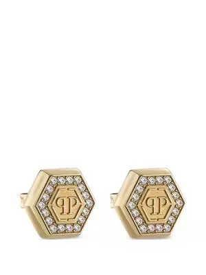 Philipp Plein Hexagon Crystal Stud Earrings