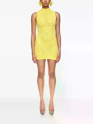 David Koma High-neck Beaded Mini Dress