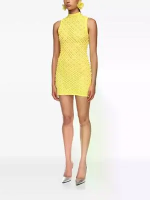 David Koma High-neck Beaded Mini Dress