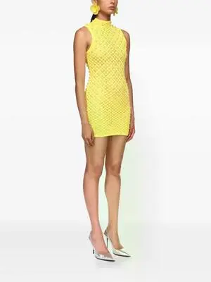 David Koma High-neck Beaded Mini Dress