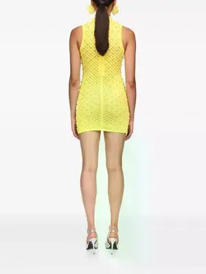 David Koma High-neck Beaded Mini Dress