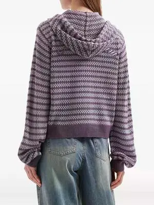MINI CREAM Striped Hooded Cardigan