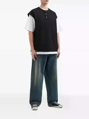 MUSIUM DIV. Button Layered T-shirt - Black