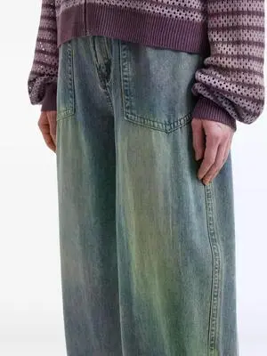 MINI CREAM Patch-pocket Wide-leg Jeans