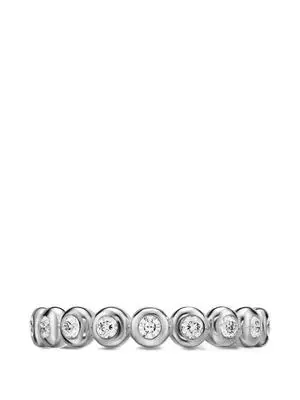David Yurman Sterling Diamond Bezel Set Band Ring - Silver