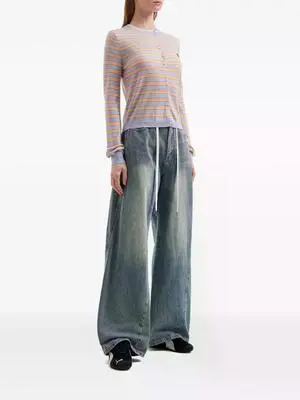 MINI CREAM Drawstring Wide-leg Jeans
