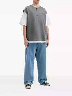 MUSIUM DIV. Button Mock Layered T-shirt - Grey