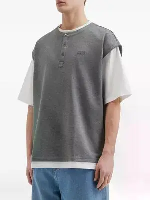 MUSIUM DIV. Button Mock Layered T-shirt - Grey