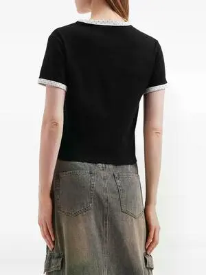 MINI CREAM Contrasting-trim T-shirt