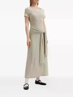 TOUT A COUP Ribbed Tie Midi Dress - Neutrals