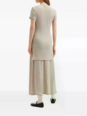 TOUT A COUP Ribbed Tie Midi Dress - Neutrals