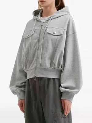MINI CREAM Flap-pockets Zip Up Hoodie