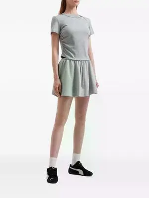 MINI CREAM Drawstring Mini Skirt