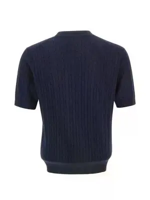 KANGRA Cable-knit Short-sleeve T-shirt - Blue