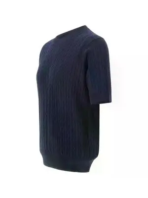 KANGRA Cable-knit Short-sleeve T-shirt - Blue