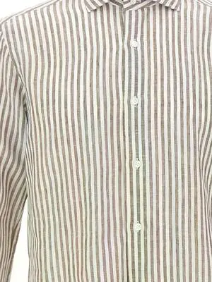 BARBA NAPOLI Striped Button Linen Shirt - White