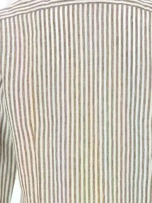 BARBA NAPOLI Striped Button Linen Shirt - White