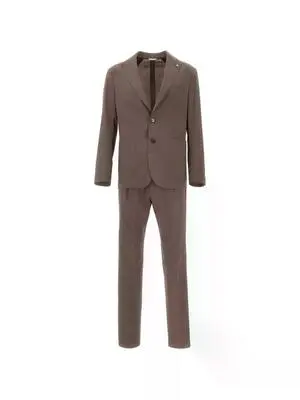 MANUEL RITZ Logo-pin Patch-pocket Suit - Brown